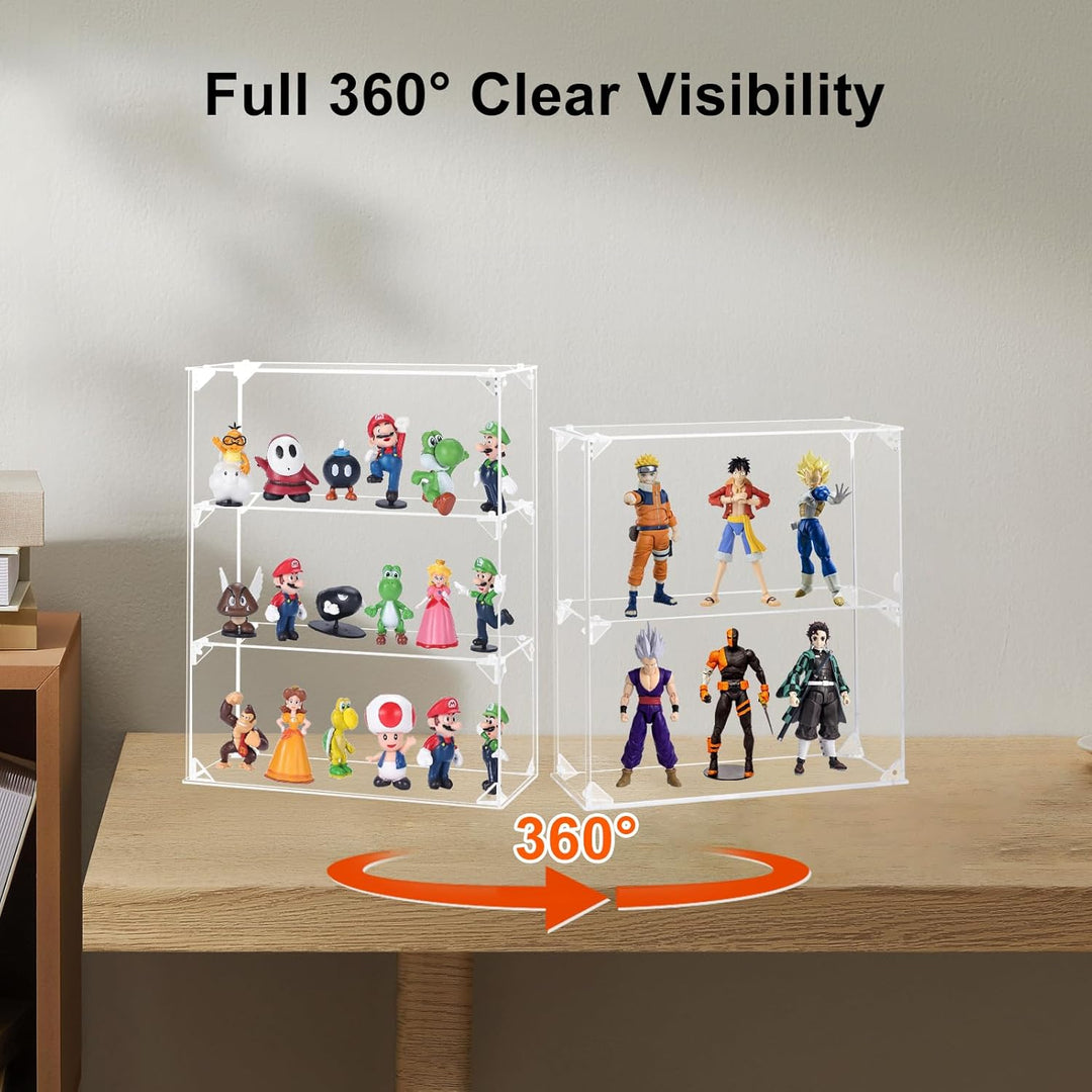 3-Tier Acrylic Display Case, Clear Dustproof Wall Mounted/ Desktop Cab ...